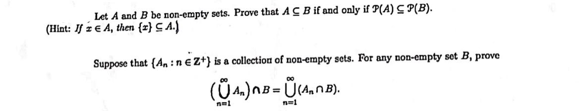 Solved Let A and B be non-empty sets. Prove that A⊆B if and | Chegg.com