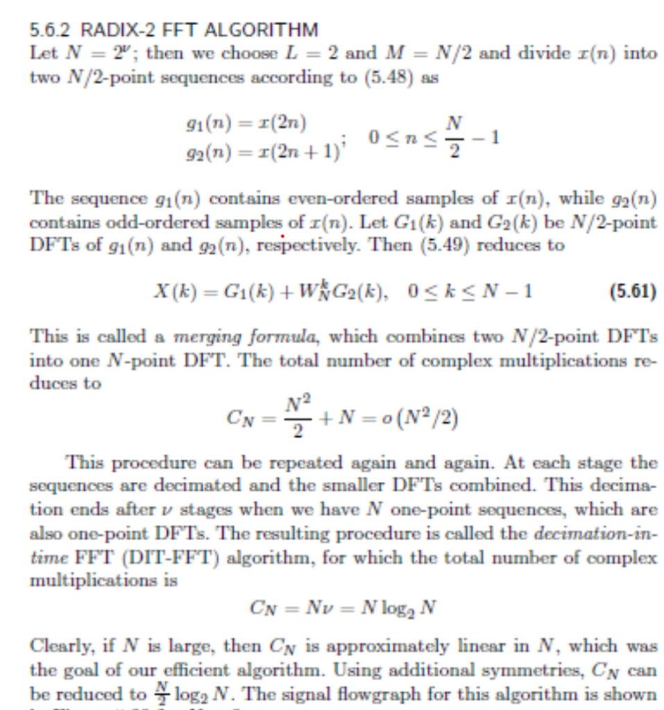 Solved 5.6.2 RADIX-2 FFT ALGORITHM Let N = 2v, then we | Chegg.com