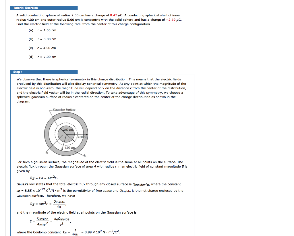 Solved Tutorial Exercise A solid conducting sphere of radius | Chegg.com