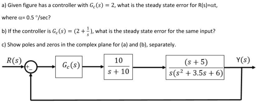 Solved a) Given figure has a controller with G_(c)(s)=2, | Chegg.com