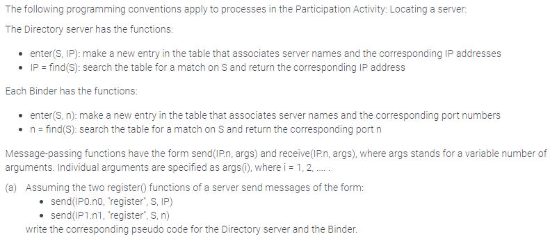 Solved The following programming conventions apply to | Chegg.com