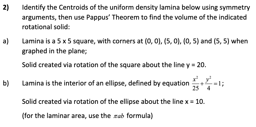 Solved 2) Identify the Centroids of the uniform density | Chegg.com