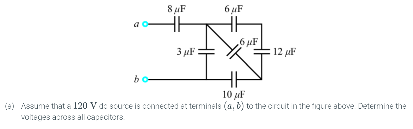 Solved 8 uF 6 uF a 6 μF 3 uF 12 uF bo 10 uF (a) Assume that | Chegg.com