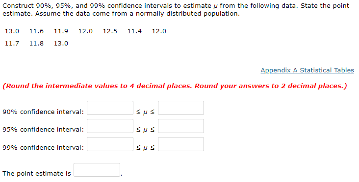 Solved Construct 90%, 95%, and 99% confidence intervals to | Chegg.com