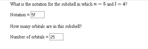 Solved What is the notation for the subshell in which n = 5 | Chegg.com