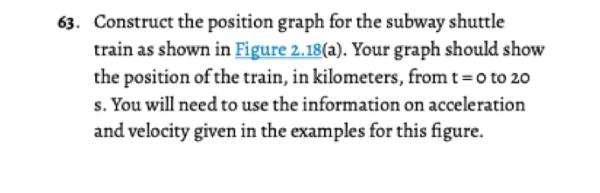 Solved 63. Construct the position graph for the subway | Chegg.com