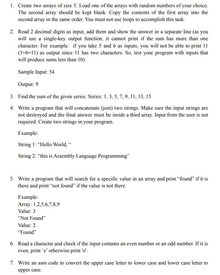 Solved 1. Create two arrays of size 5 . Load one of the | Chegg.com Solved 1. Create two arrays of size 5 . Load one of the | Chegg.com