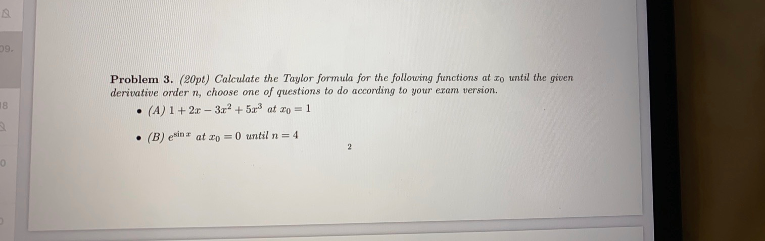 Solved 19. Problem 3. (20pt) Calculate the Taylor formula | Chegg.com
