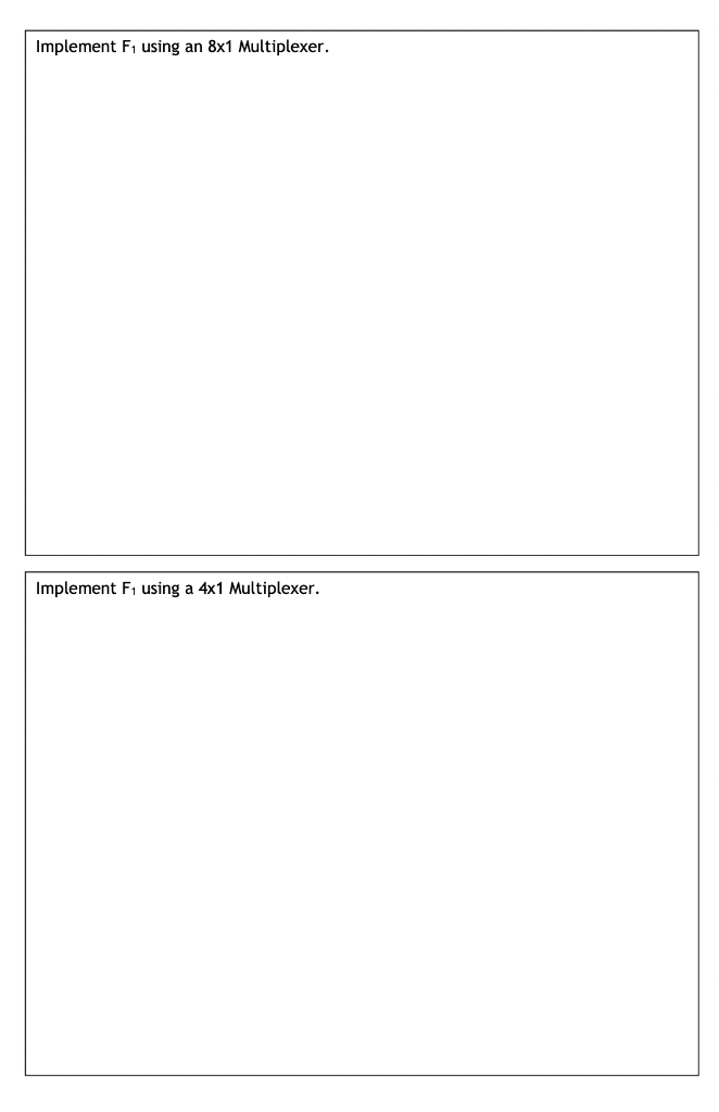 Solved 4) Write down your function in question 1. F1 = xyz + | Chegg.com