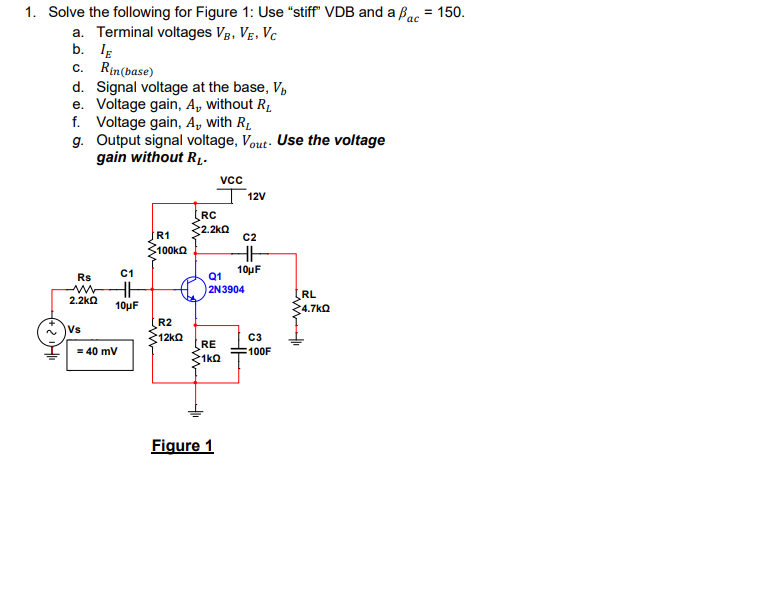 Solved 1. Solve the following for Figure 1: Use "stiff" VDB | Chegg.com