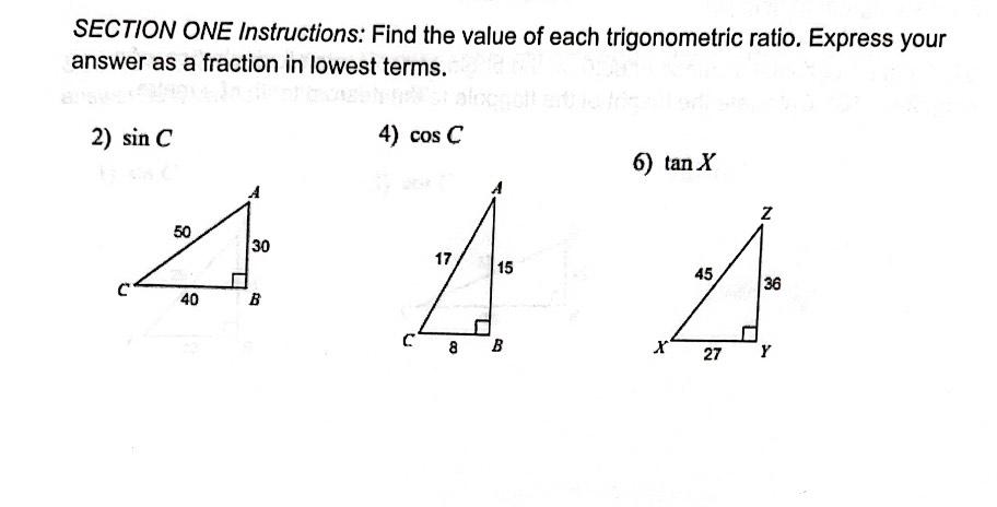 Find the value of each trigonometric ratio store