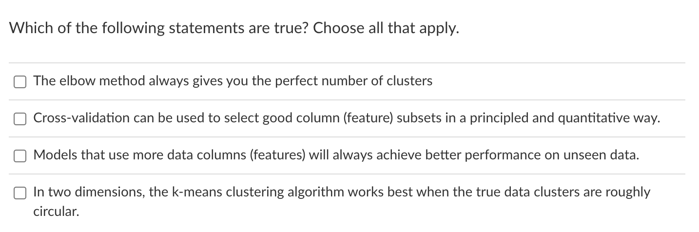 Solved Which of the following statements are true? Choose | Chegg.com