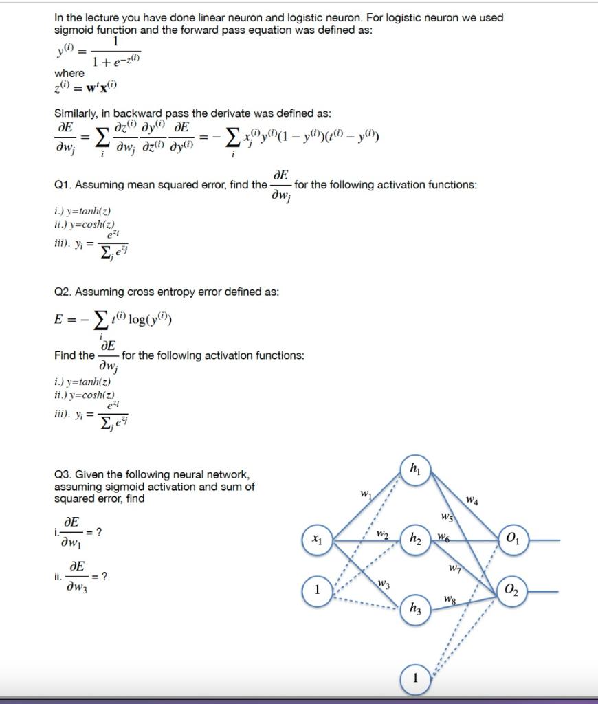 Solved In the lecture you have done linear neuron and | Chegg.com