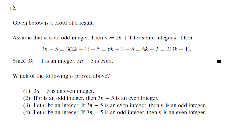 Solved Given below is a proof of a result. Assume that n is | Chegg.com