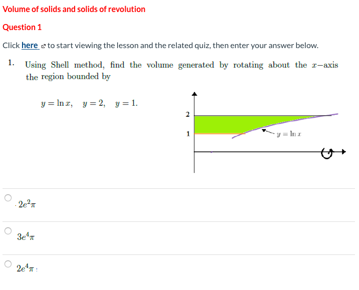 Solved Volume of solids and solids of revolution Question 1 | Chegg.com