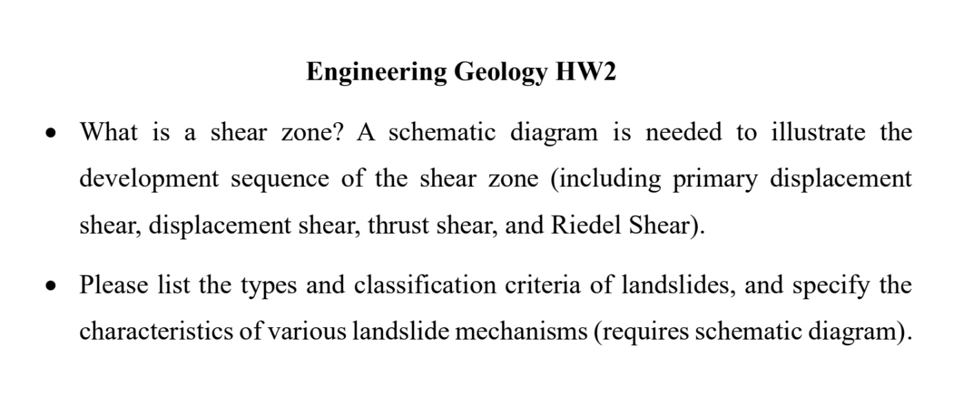 Solved Engineering Geology HW2 - What is a shear zone? A | Chegg.com