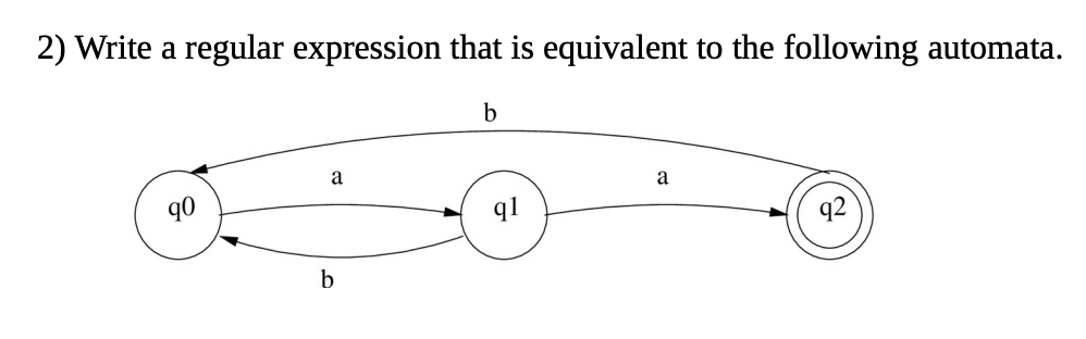 Solved 2) Write a regular expression that is equivalent to | Chegg.com