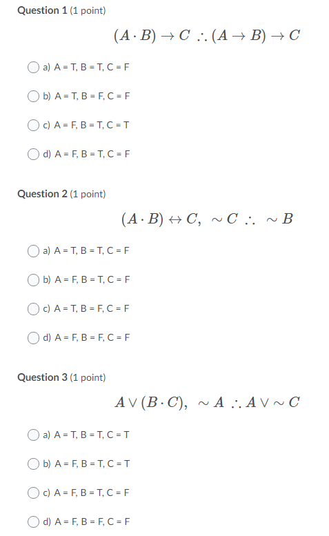 Solved Abbreviated Truth Tables: Each of the following | Chegg.com