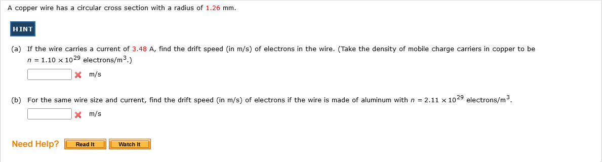 Solved A copper wire has a circular cross section with a | Chegg.com