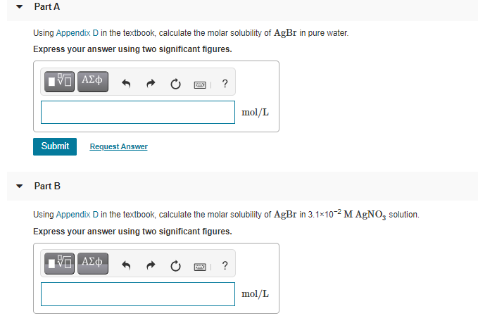 Solved Part A Using Appendix D in the textbook, calculate | Chegg.com