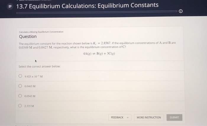 Solved 13.7 Equilibrium Calculations: Equilibrium Constants | Chegg.com