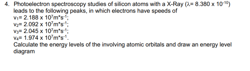 Solved 4. Photoelectron spectroscopy studies of silicon | Chegg.com