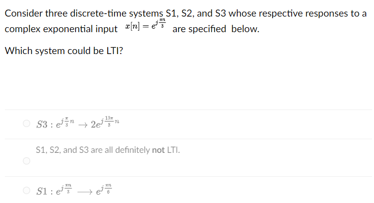 Solved Consider three discrete-time systems S1, S2, and S3 | Chegg.com
