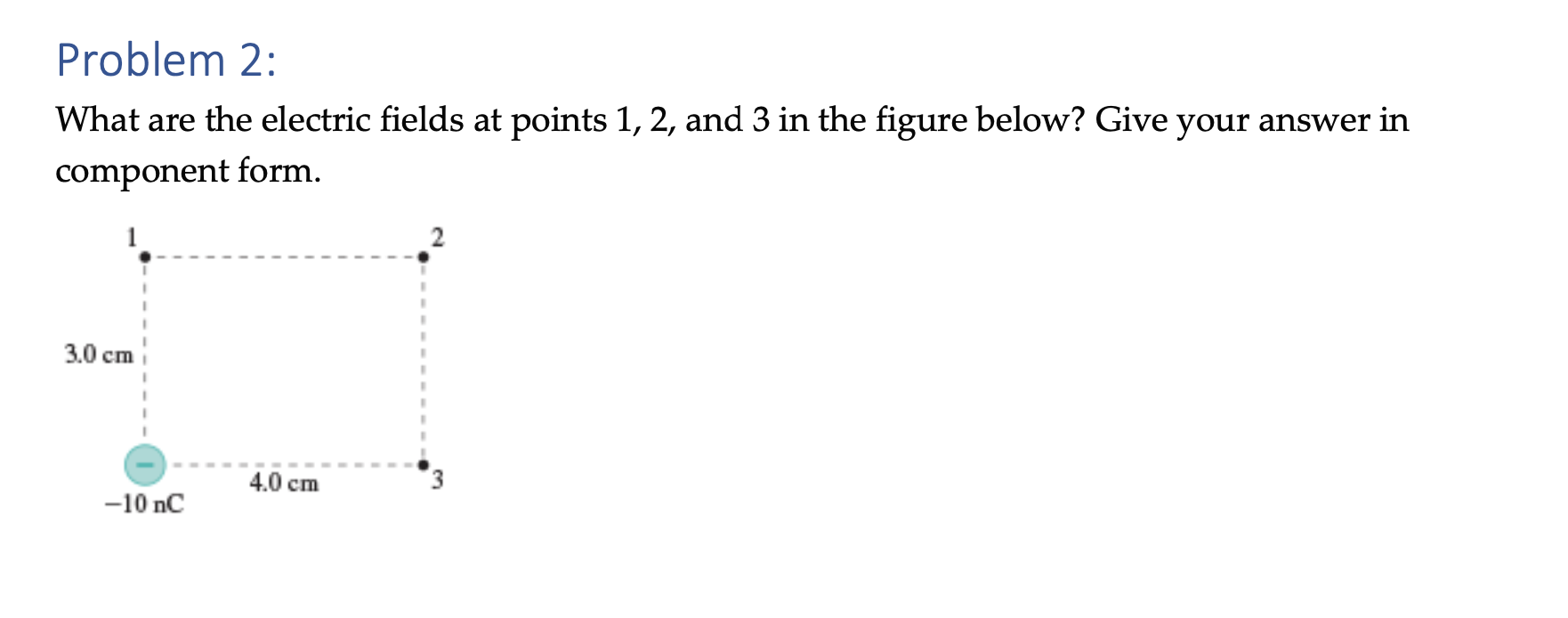 Solved Problem 2: What are the electric fields at points 1, | Chegg.com