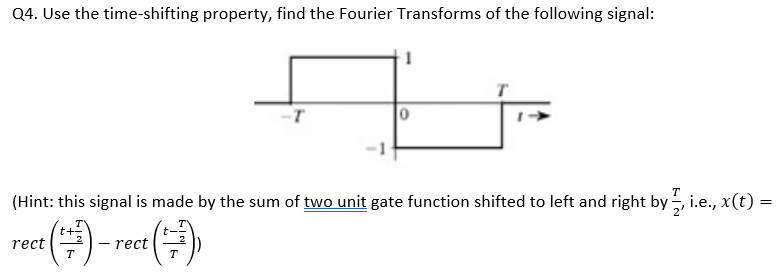 Solved Use the time-shifting property, find the Fourier | Chegg.com