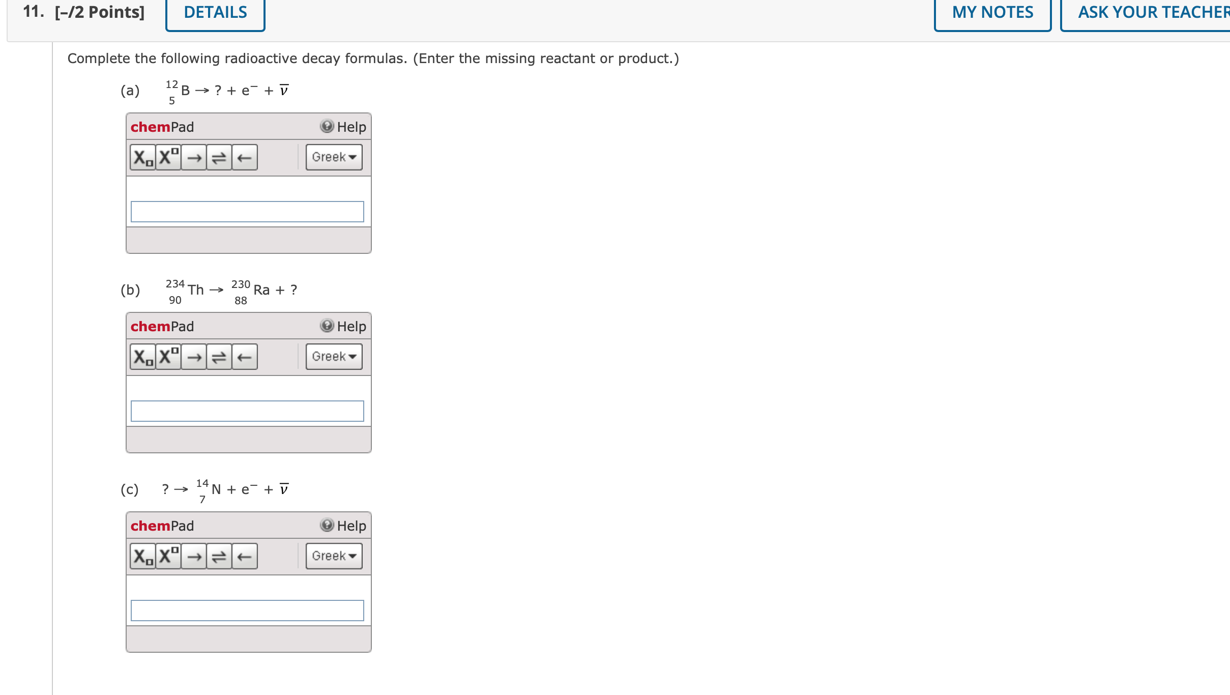Solved \\[ { }_{5}^{12} \\mathrm{~B} \\rightarrow | Chegg.com
