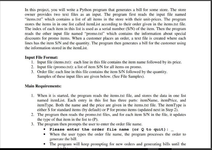 Solved In this project, you will write a Python program that | Chegg.com
