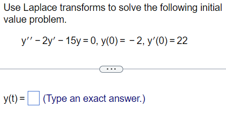 Solved Use Laplace transforms to solve the following initial | Chegg.com