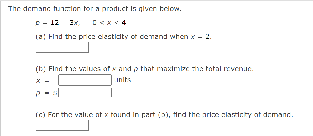 Solved The demand function for a product is given below. | Chegg.com