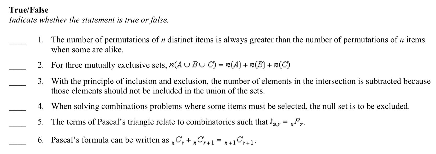 Solved True/False Indicate whether the statement is true or | Chegg.com