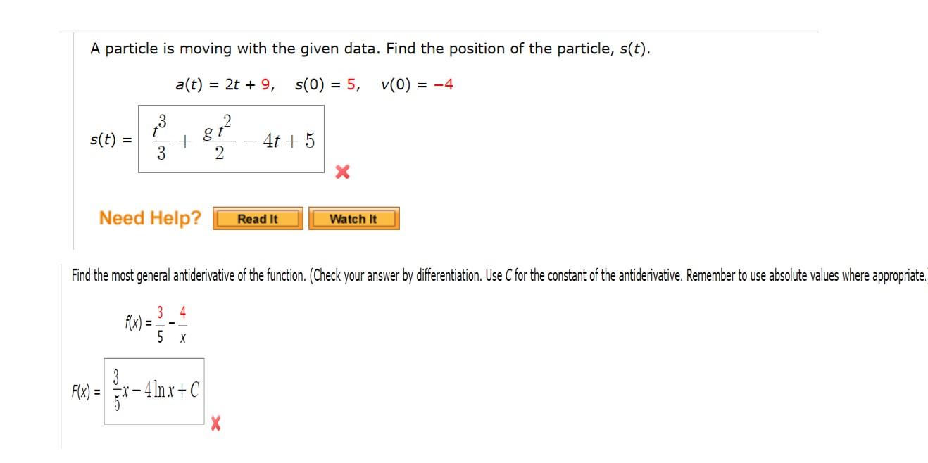 Solved A particle is moving with the given data. Find the | Chegg.com
