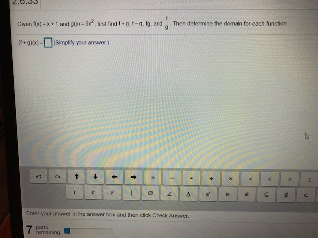 Solved 2.0.35 f Given f(x)=x+1 and g(x) = 5x? first find | Chegg.com