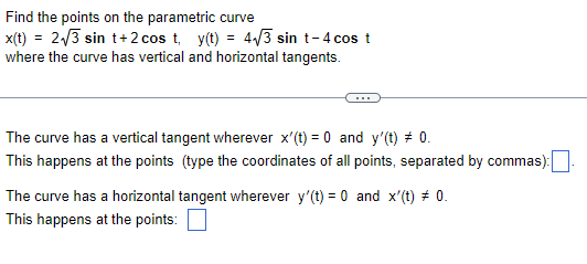 Solved Find the points on the parametric curve | Chegg.com