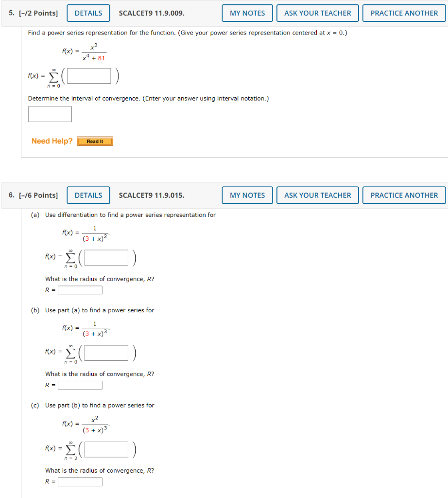 Solved /2 Points] SCALCET9 11.9.009. Find a power series | Chegg.com