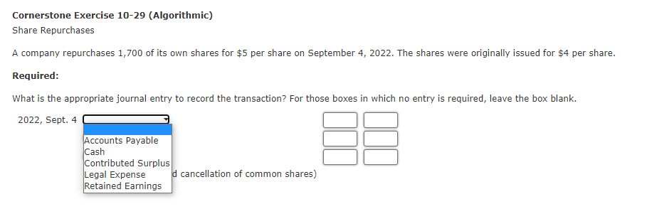 Solved Cornerstone Exercise 10-29 (Algorithmic) Share | Chegg.com
