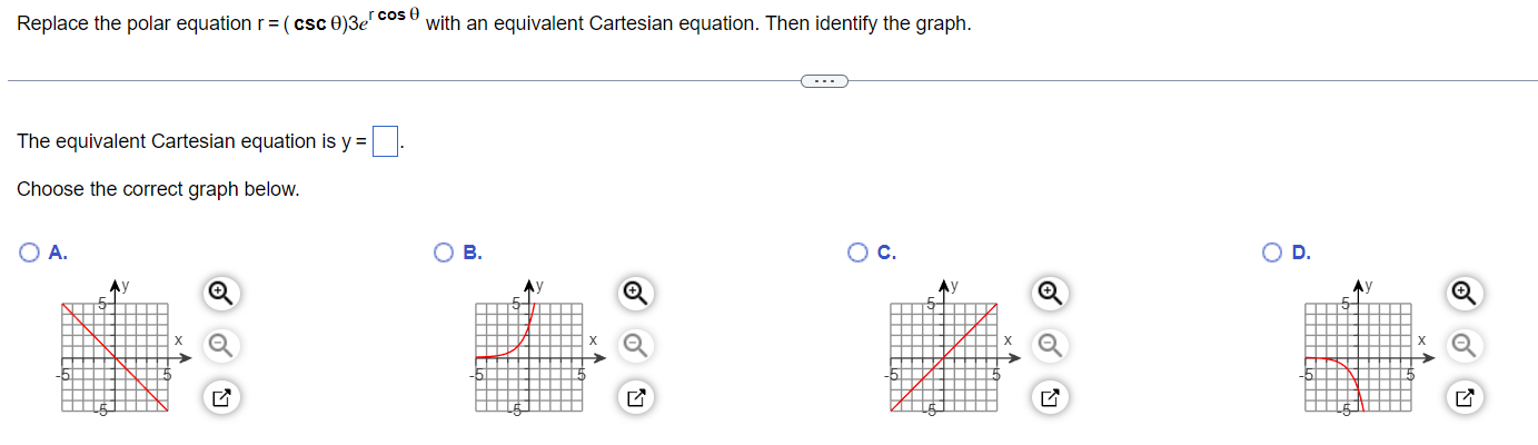 Solved Replace The Polar Equation Rcscθ3ercosθ With An 1830