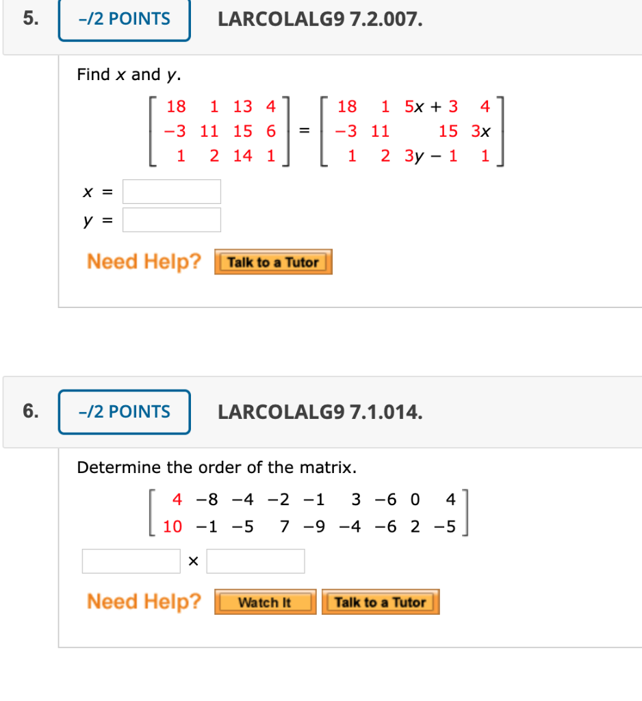 Solved 1 14 Points Larcolalg9 7 2 011 If Possible Find A