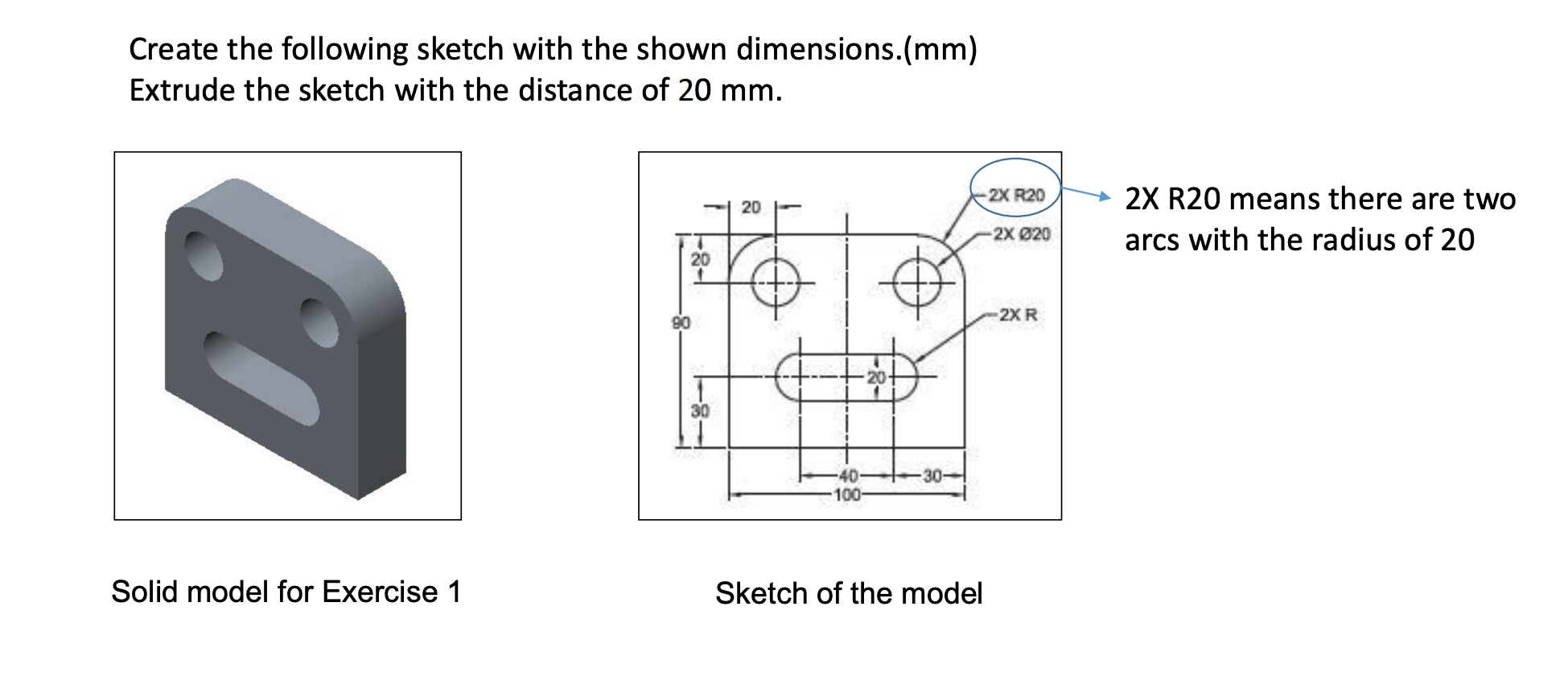 Solved Create the following sketch with the shown | Chegg.com