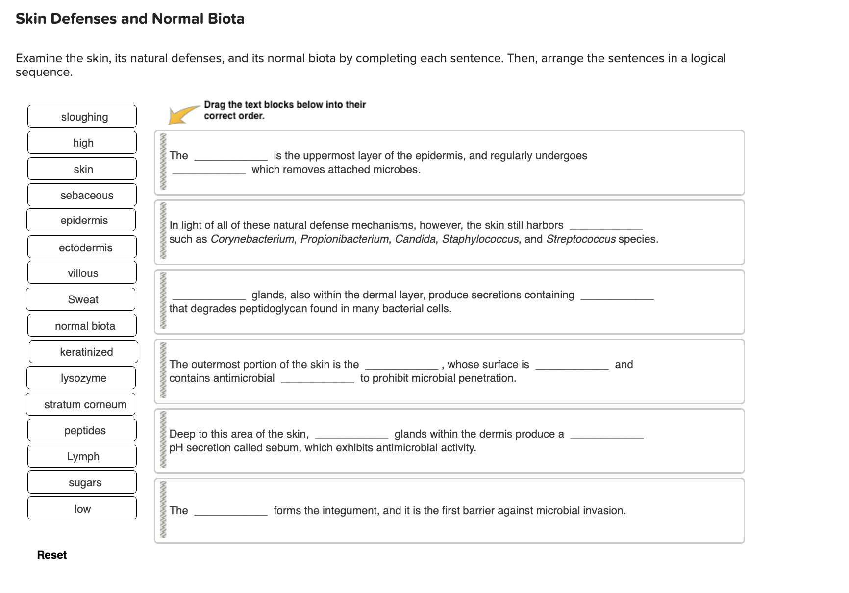 Solved Skin Defenses and Normal BiotaExamine the skin, its | Chegg.com