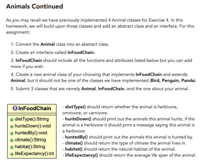 Animals Continued As you may recall we have | Chegg.com