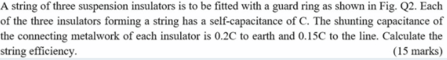 Solved A string of three suspension insulators is to be | Chegg.com