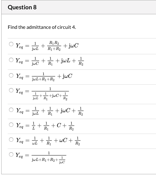 Solved Find the impedances and admittances of the following | Chegg.com