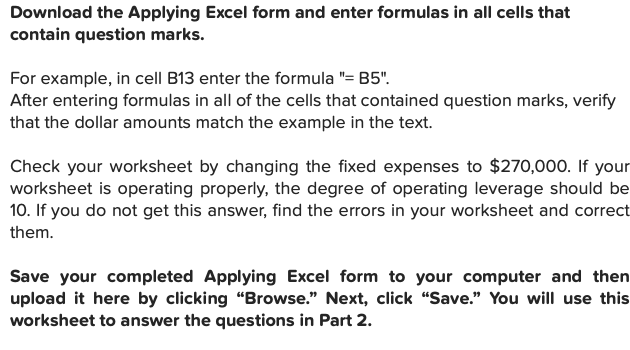 Solved Download the Applying Excel form and enter formulas | Chegg.com