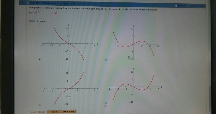 Solved The graph of a cubic polynomial function has | Chegg.com