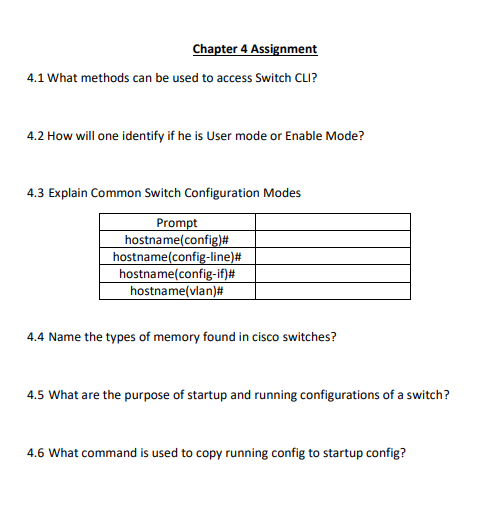Solved Chapter 4 Assignment 4.1 What methods can be used to | Chegg.com