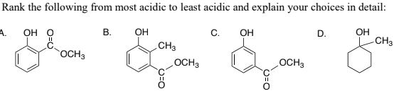Solved Rank the following from most acidic to least acidic | Chegg.com